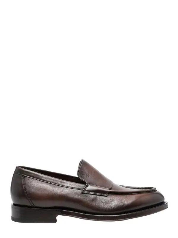 Santoni Tonal Stitched Slip-on Loafers - Brown