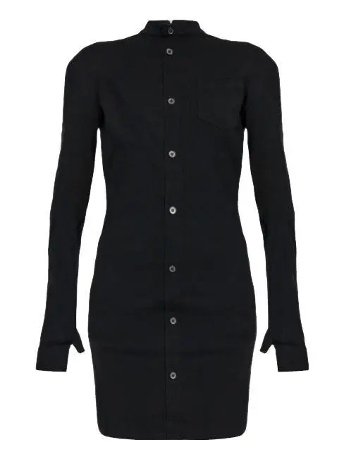 Issey Miyake Button-front Pocket Mini Dress - Black
