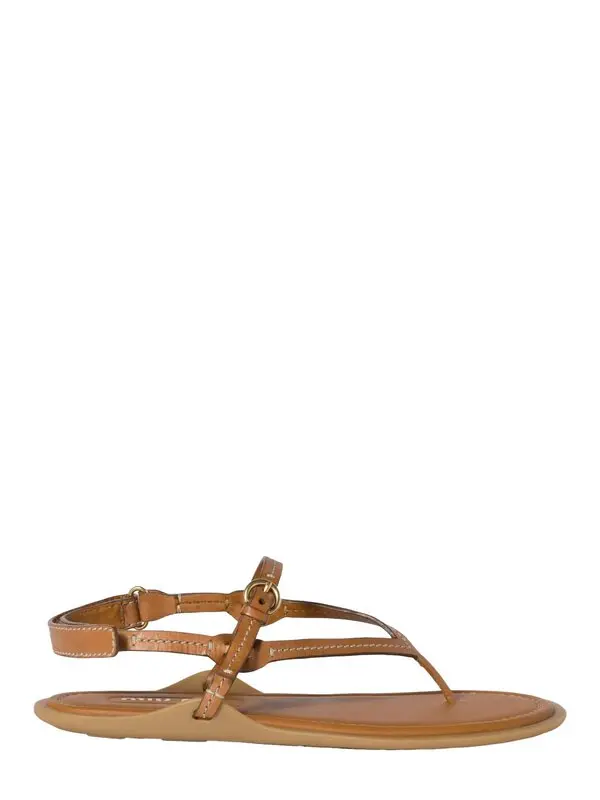 Miu Miu Flat Thong Sandals With Adjustable Ankle Strap - Brown