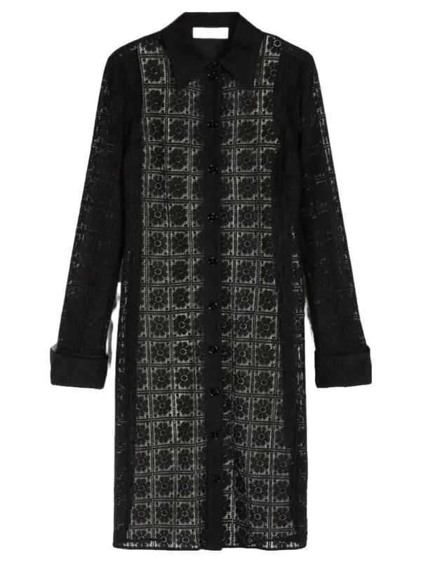 Sportmax Long-sleeve Lace Midi Dress - Black