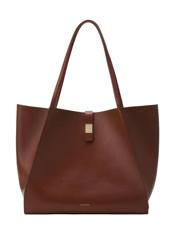 LANVIN Leather Clasp-closure Tote Bag - Brown