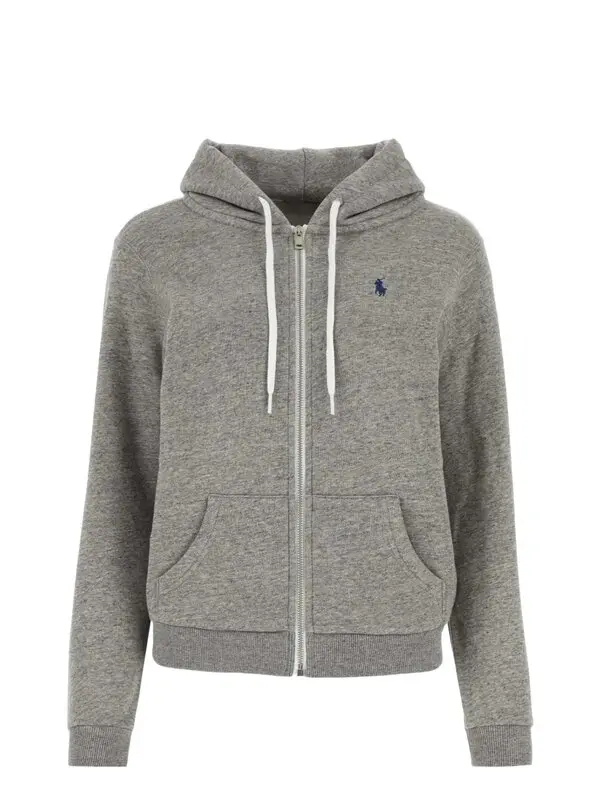 Polo Ralph Lauren Zip Up Drawstring Hoodie - Gray