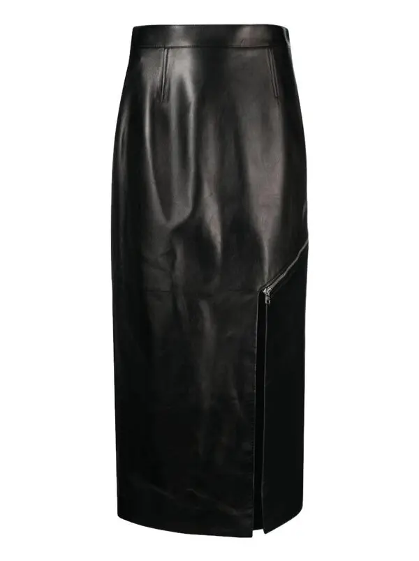 Alexander McQueen Belted Side-slit Midi Skirt - Black