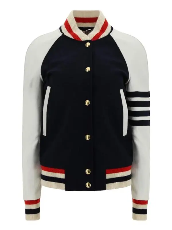 Thom Browne Straight Collar Casual Jacket - Navy Blue