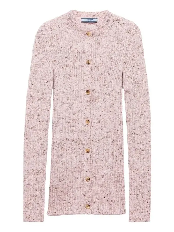 Prada Ribbed Knit Cardigan - Pink