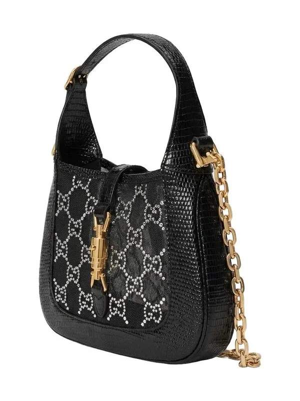 Gucci Crystal Gg Mesh Handbag - Black