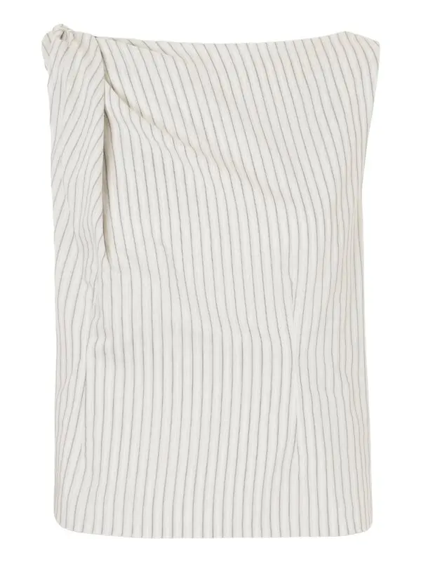 RÓHE Draped Stripe Top - White