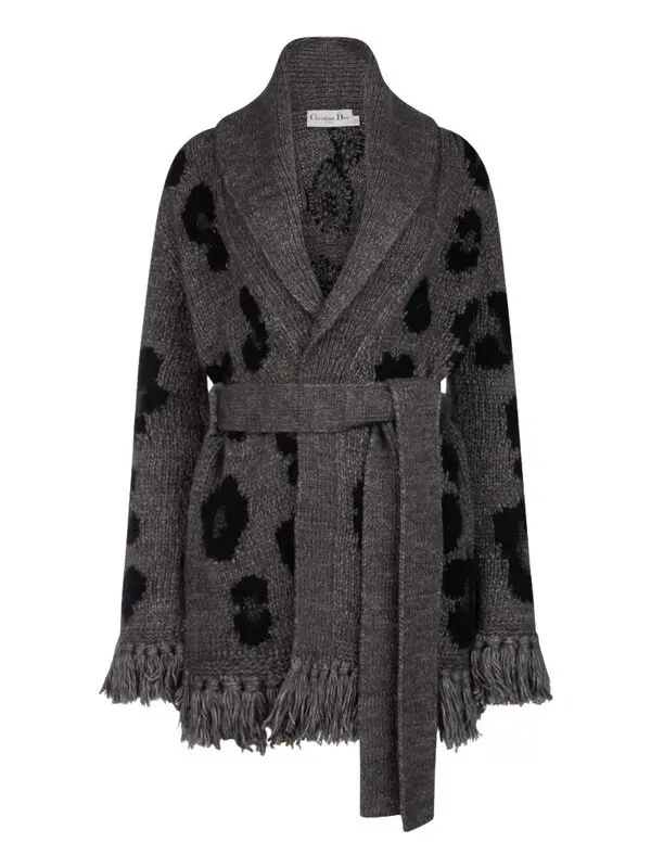 Dior Knitted Cardigan With Belt - Black