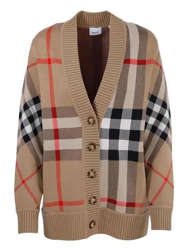 Burberry Vintage Checked Knitted Cardigan - Collection Beige