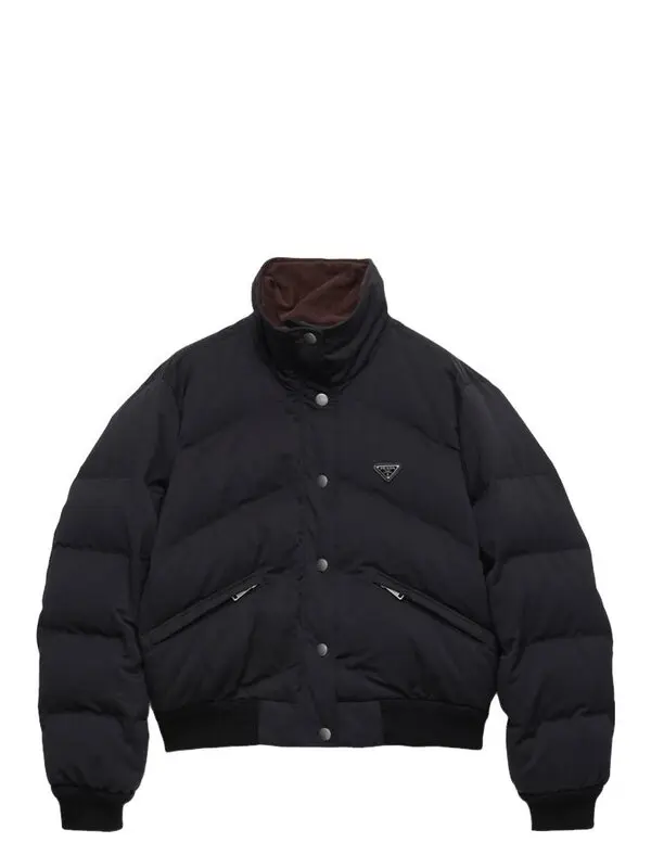 Prada Cropped Compact Poplin Down Jacket - Black
