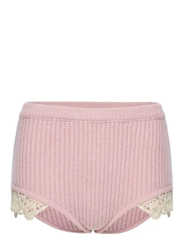 Magda Butrym Lace-trim Ribbed-knit Shorts - Pink