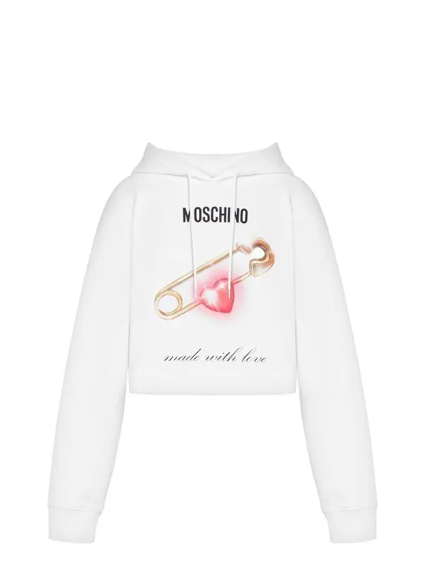 Moschino Heart-print Cotton Hoodie - White
