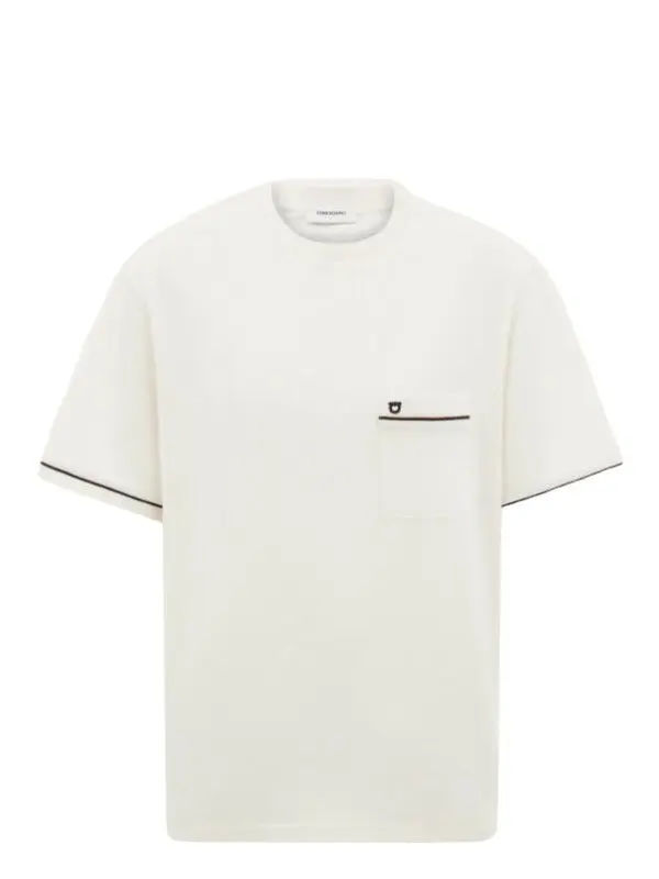FERRAGAMO Gancini Embellished T-shirt - Mascarpone/espresso