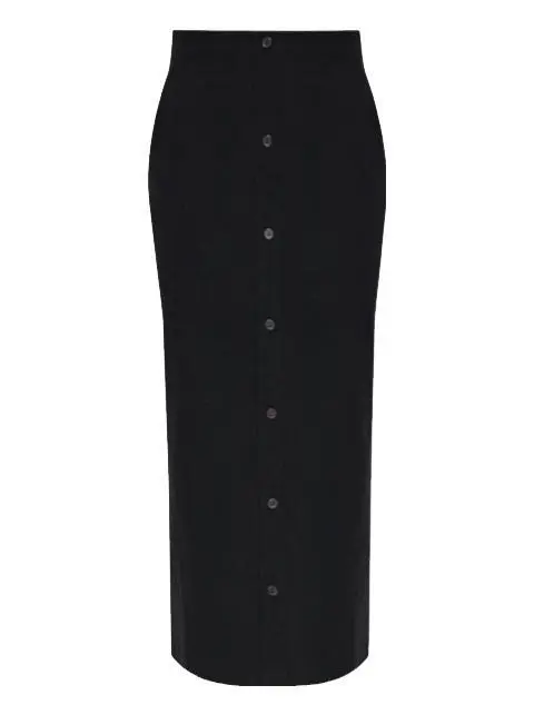 Issey Miyake Button Front Midi Skirt - Black