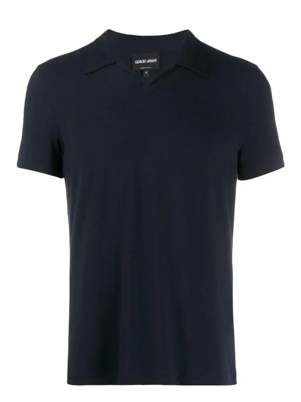 Giorgio Armani Stretch Short-sleeved Jersey Polo Shirt - Black