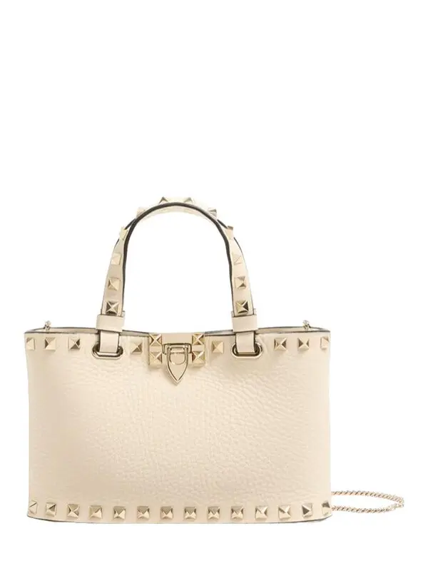 Valentino Garavani Rockstud Mini Tote Bag - Light Ivory White