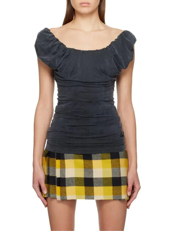 VIVIENNE WESTWOOD Elasticated Neckline Gathered Top - Blue