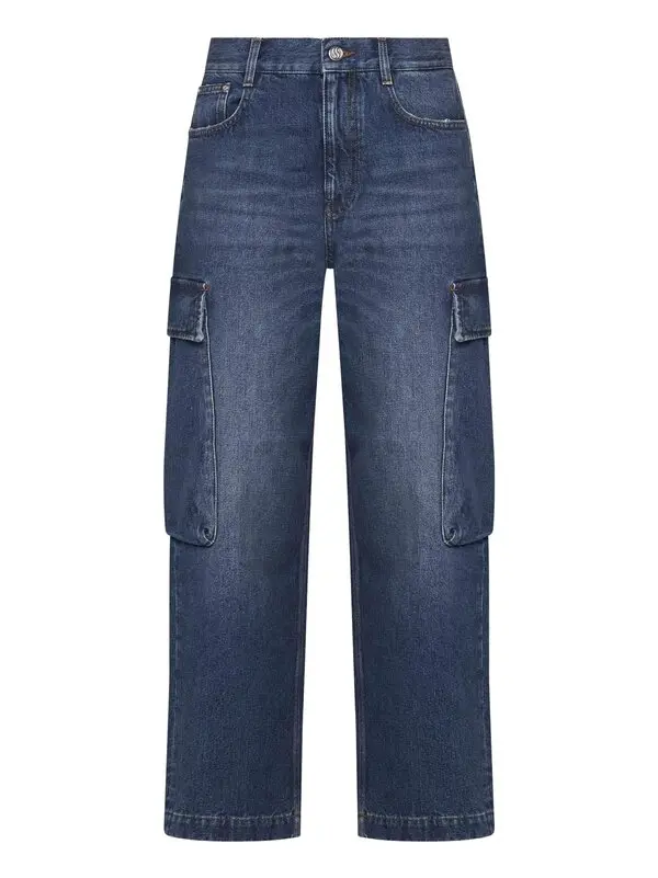Stella McCartney High-waisted Cropped Leg Cargo Jeans - Blue