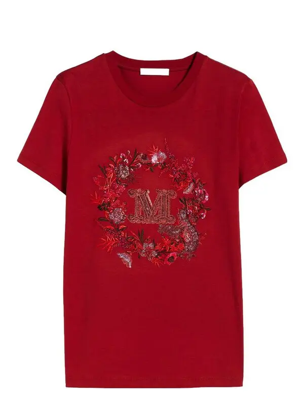 Max Mara Logo Embellished Crewneck T-shirt - Red