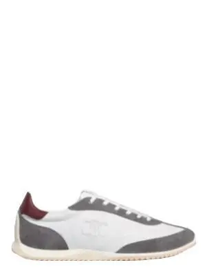 Celine Racer Sneakers In Nylon, Suede Calfskin And Calfskin - Gray/burgundy Red