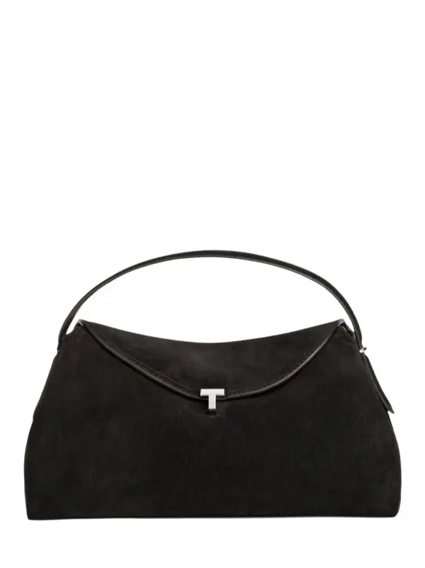 TOTEME Logo Plaque Foldover Top Shoulder Bag - Black