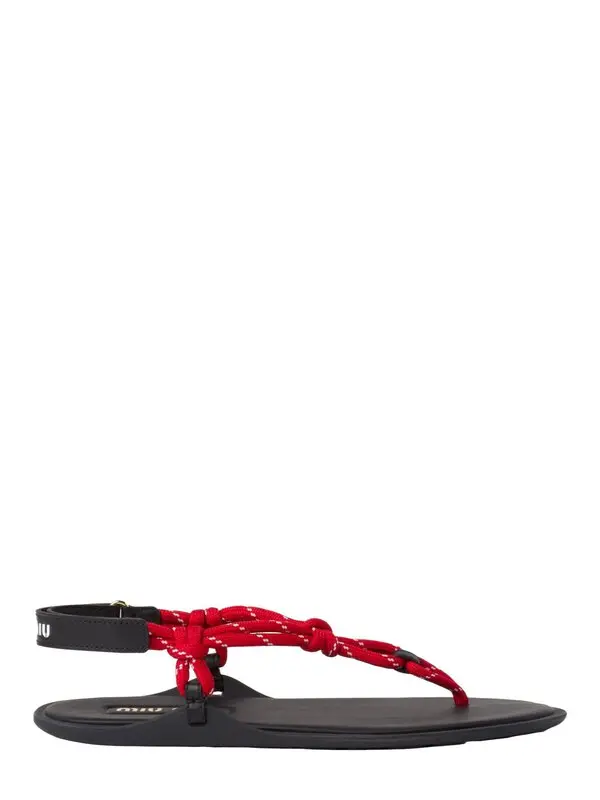 Miu Miu Round-toe Cord-strap Sandals - Red
