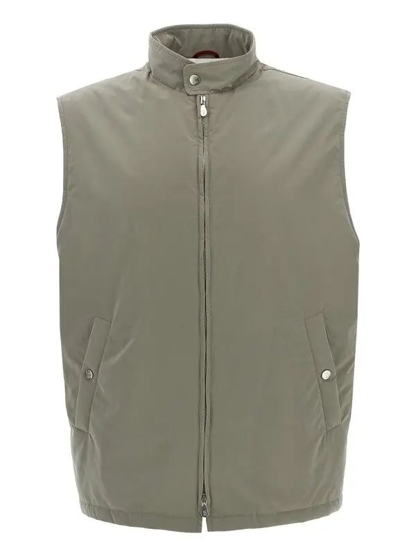 Brunello Cucinelli High-neck Zipped Gilet - Khaki