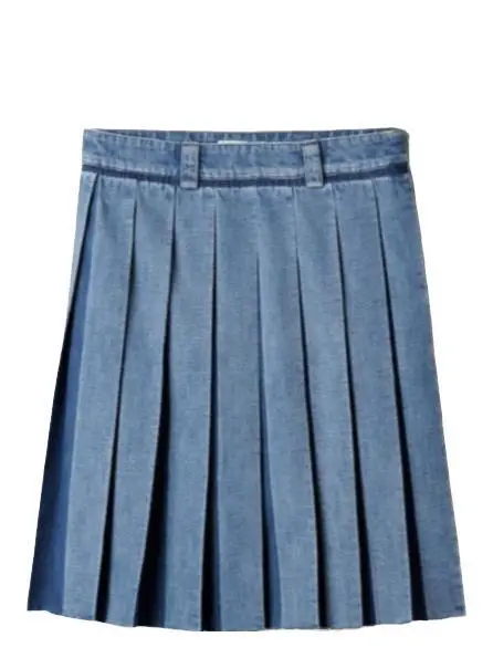 Miu Miu Pleated Denim Skirt - Light Blue