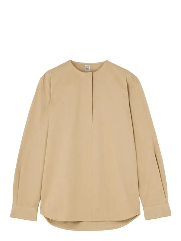 TOTEME Collarless Cotton Shirt - Nude