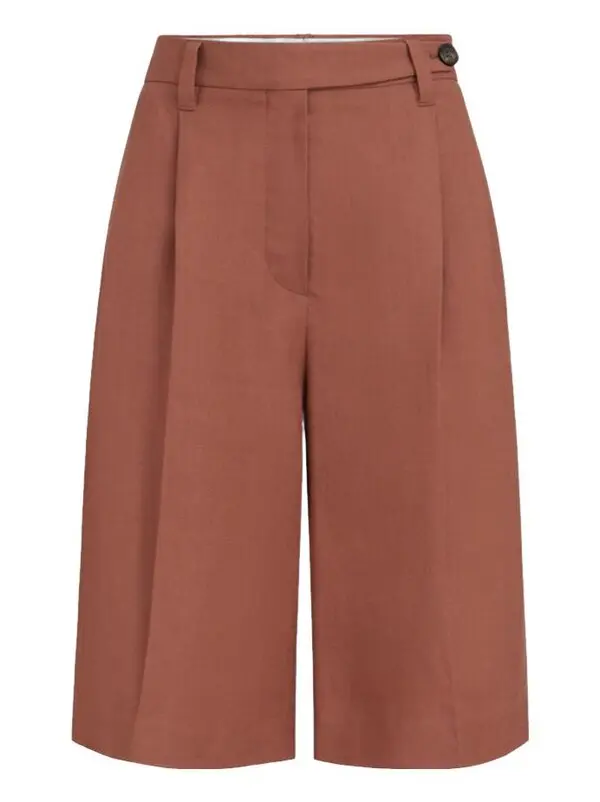 Brunello Cucinelli Pleated Bermuda Shorts With Monili Embellishment - Refractory Bricks