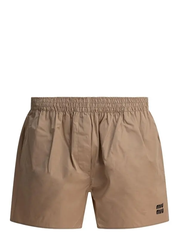 Miu Miu Poplin Shorts - Brown