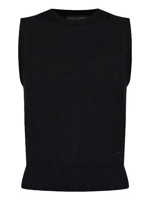 Dolce & Gabbana Sleeveless Round Neck Top - Black