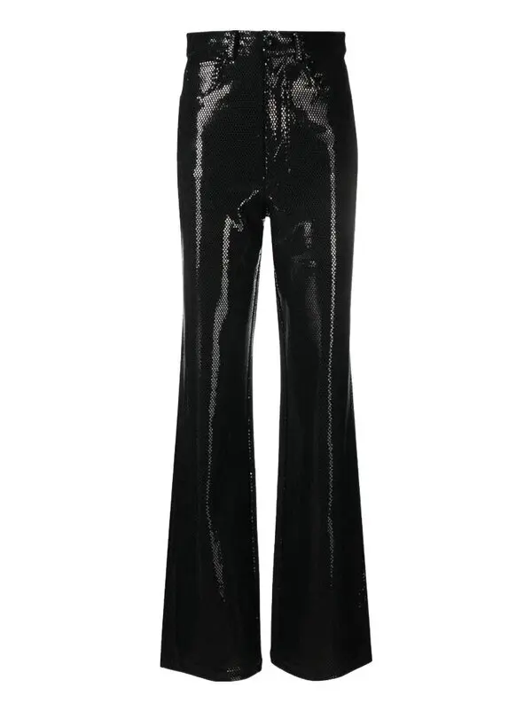 ROTATE BY BIRGER CHRISTENSEN Foil Jersey Straight-leg Trousers - Black