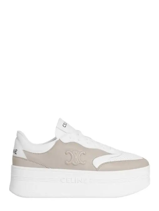 Celine Block Sneaker With Triomphe In Calfskin - Gray/optical White
