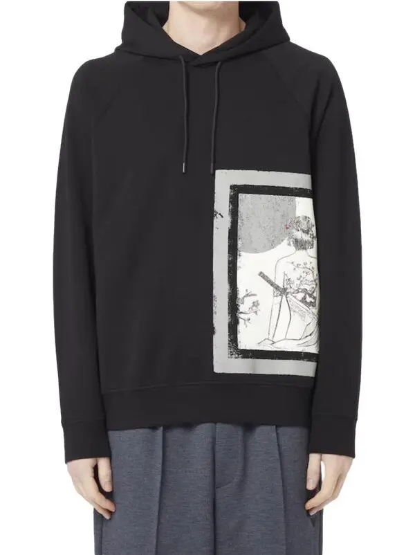 Emporio Armani Graphic Print Hoodie - Black