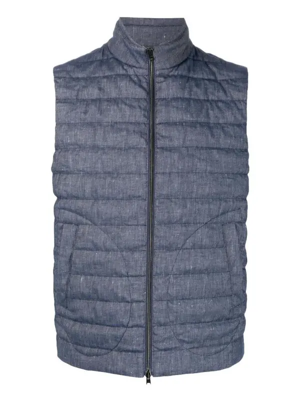 Herno Quilted Denim Gilet - Gray