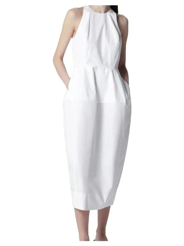 RÓHE Sleeveless Crew-neck Midi Dress - White
