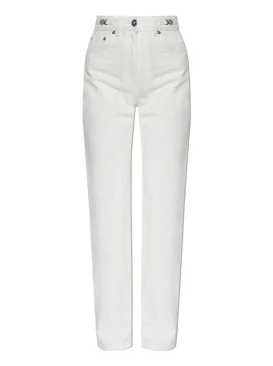 Versace Logo-patch Straight Leg Jeans - White