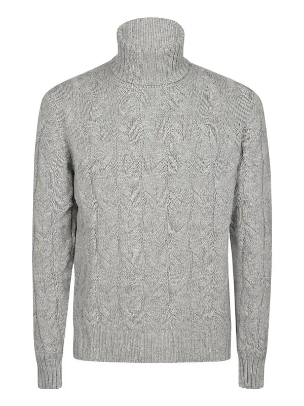 DRUMOHR Cashmere Sweater With High Neck And Ribbed Details - Gray