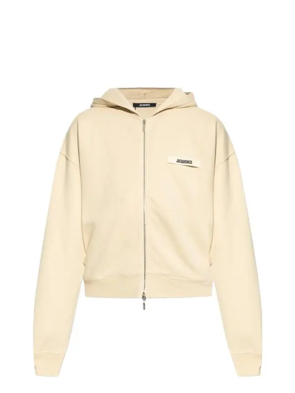 Jacquemus Grosgrain Logo Zip Hoodie - Nude
