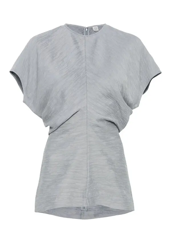TOTEME Slouch Waist Round Neck Top - Blue-gray