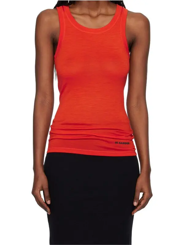 JIL SANDER Lightweight Wool Knit Vest - Red