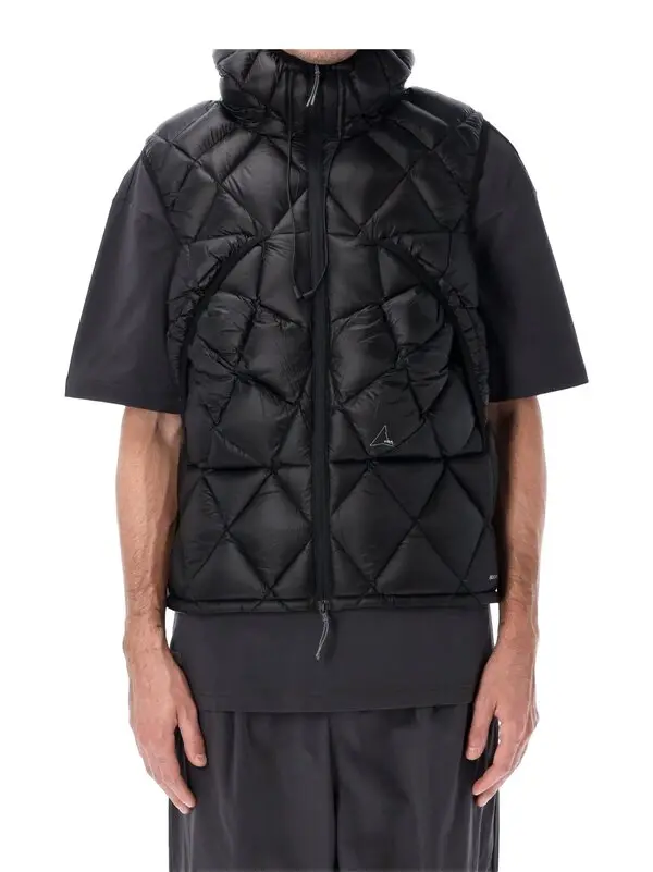 ROA Hooded Quilted Vest - Black