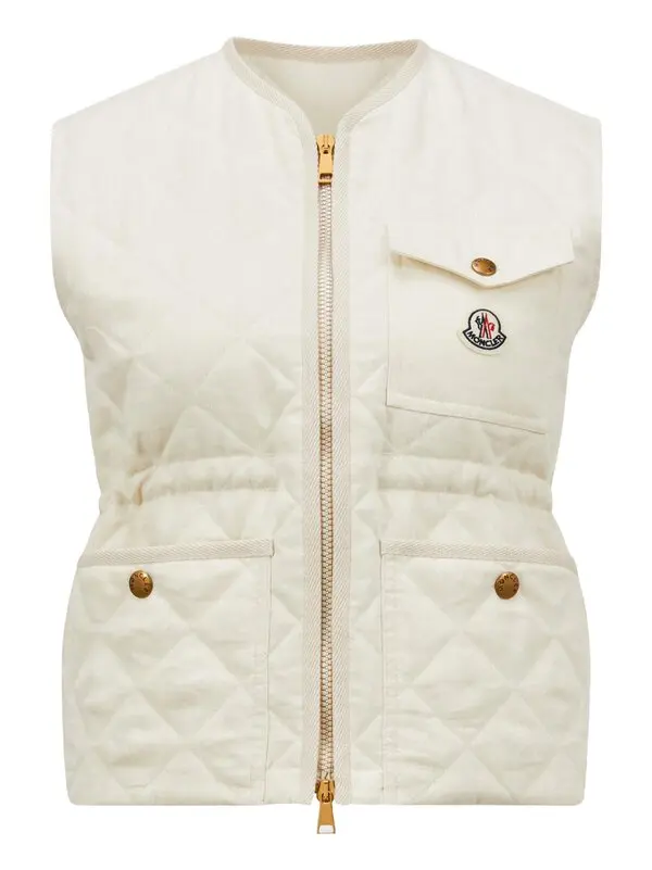 Moncler Vigny Diamond-quilted Padded Gilet - Beige