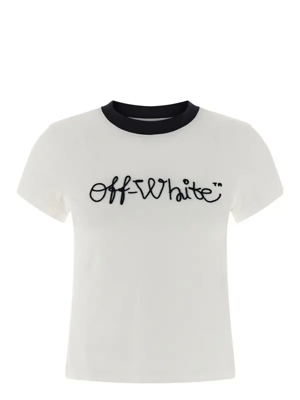Off-White Logo Detailed Crewneck T-shirt - White