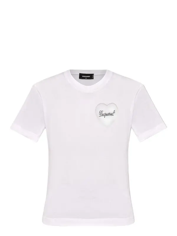 Dsquared2 Heart Tulle Detailed T-shirt - White