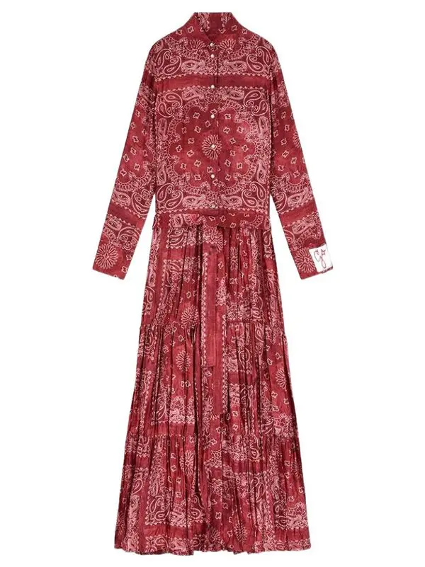 GOLDEN GOOSE Paisley Print Viscose Shirt Dress - Red