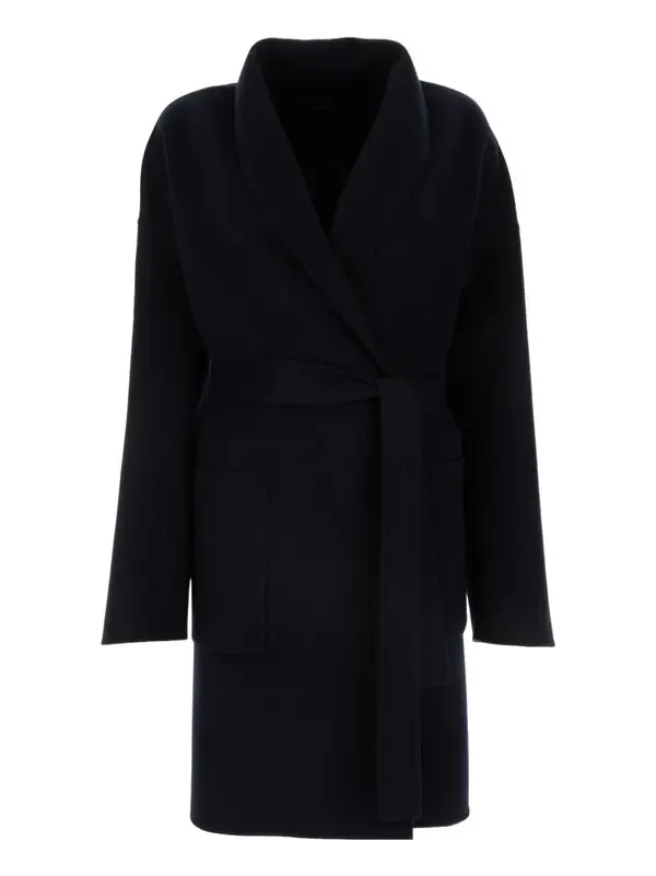 Loro Piana Long Sleeved Belted Waist Coat - Navy Blue
