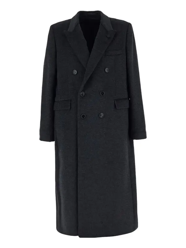 LARDINI Double Breasted Tailored Coat - Black