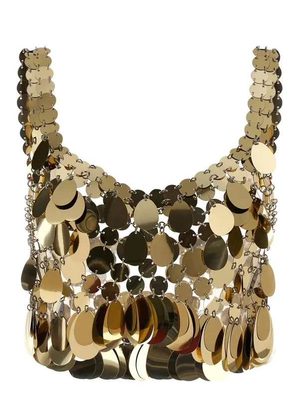 Rabanne Cropped Top With Metal Discs - Green